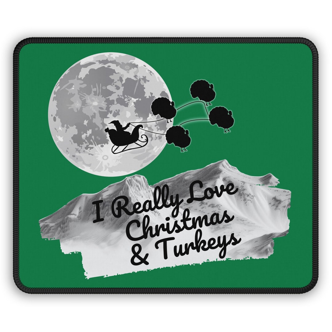 Christmas Turkeys Gaming Mouse Pad, Holiday Santa Sleigh Design, Xmas ...