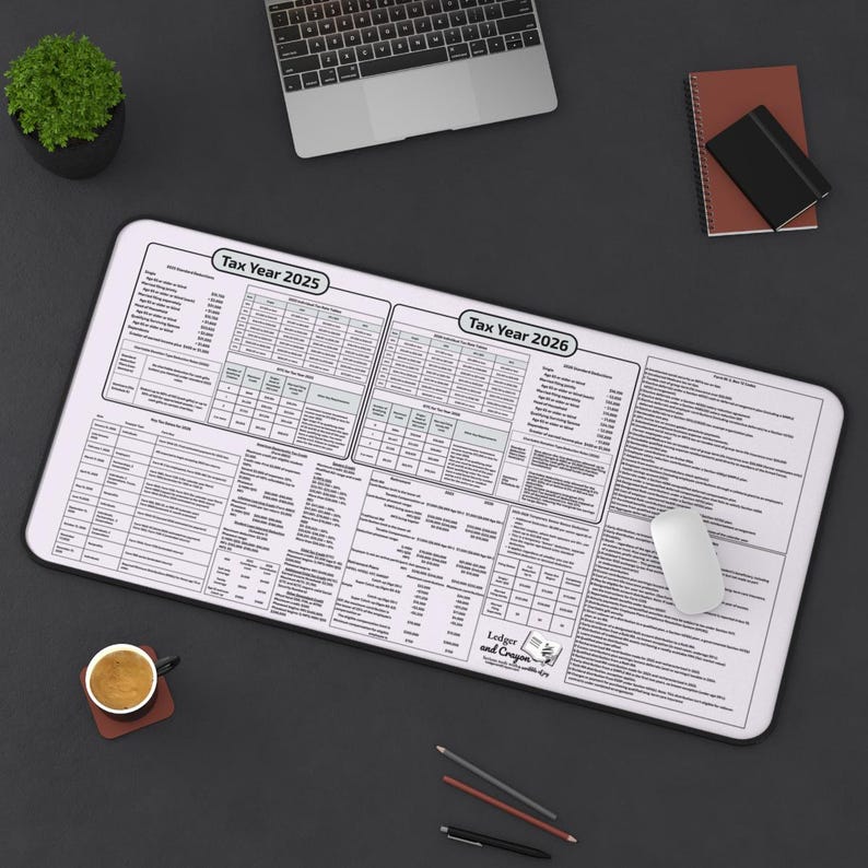 Tax Preparer Desk Mat - 2025–2026 Reference | Federal Brackets, Credits ...