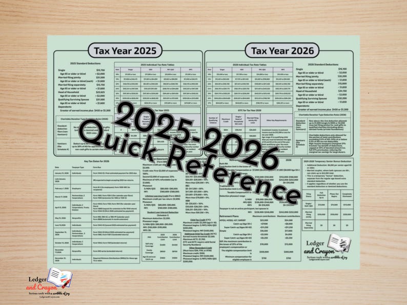 Tax Season Wall or Desk Reference Chart (2025–2026) | CPA & Tax ...
