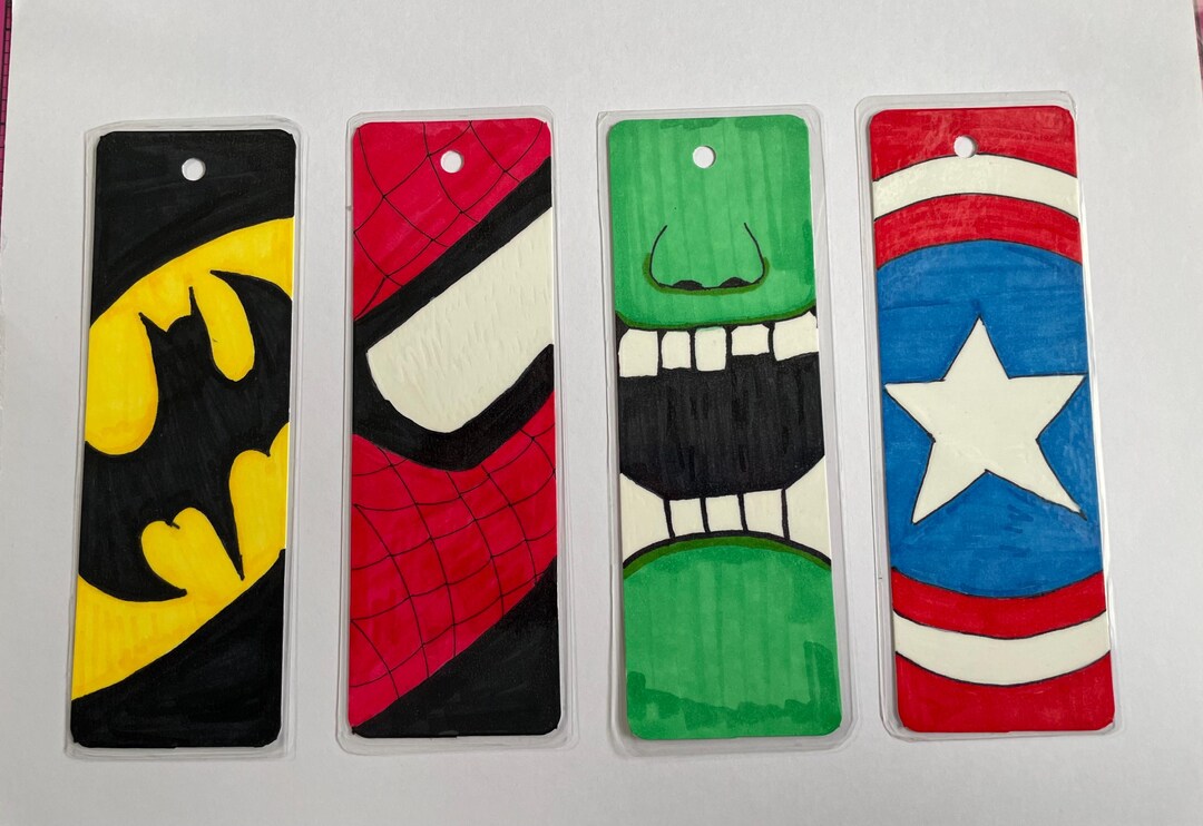 Handmade Superhero Bookmarks: Comic Book Fan Gift - Etsy
