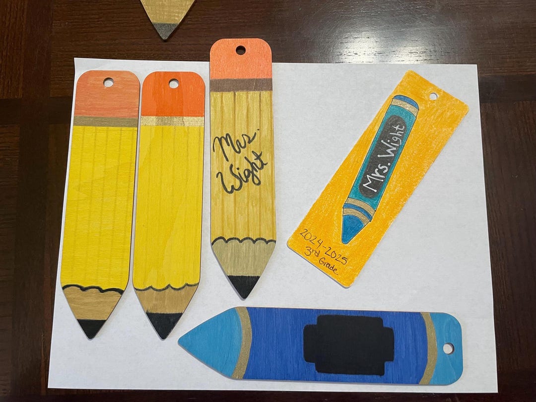 Pencil and Crayon Bookmarks, Teachers Gifts - Etsy