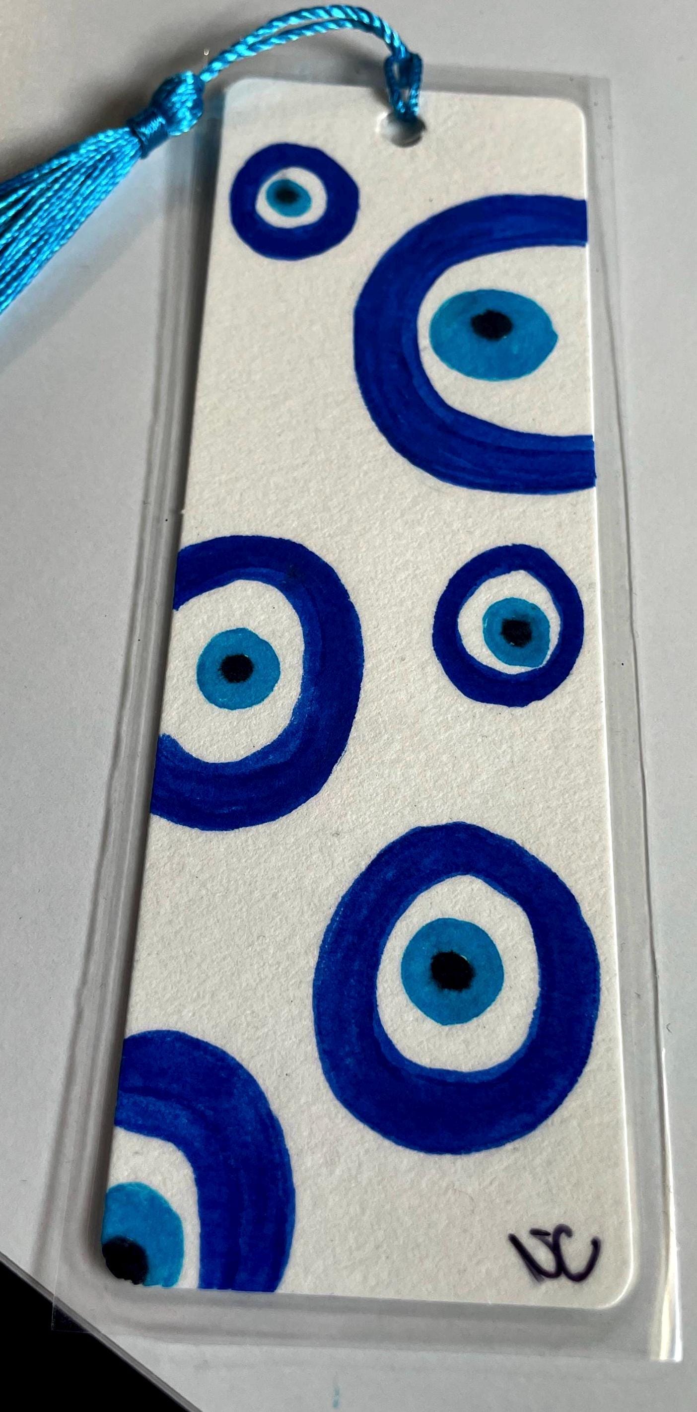 Evil Eye Bookmark, Blue Evil Eye Bookmark, Bookmark, Bookworm Gift ...