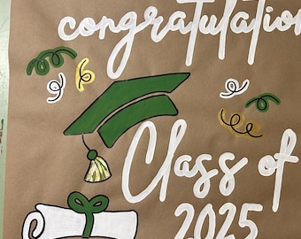 Graduation Banner| Kraft Paper Banner | Custom | Hand Painted | Party ...