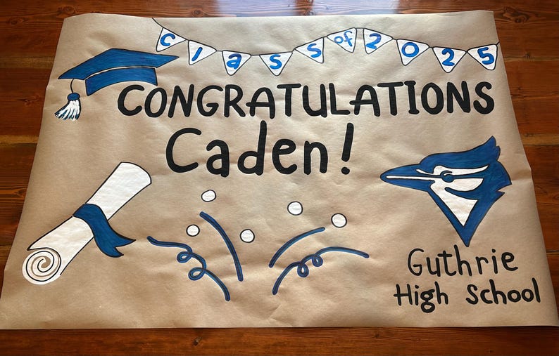 Graduation Brown Painted Paper Custom Banner - Etsy