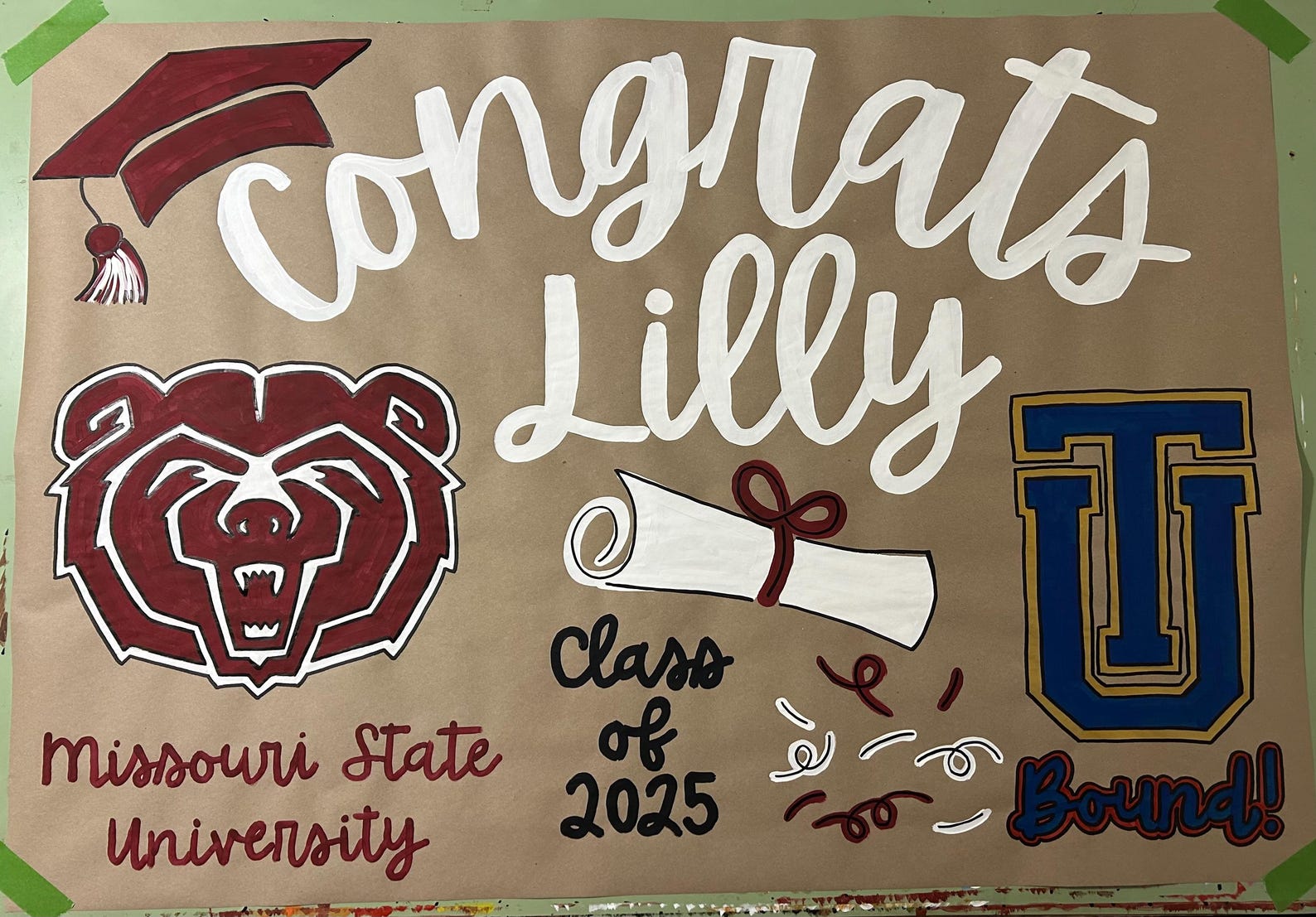 Graduation Brown Painted Paper Custom Banner - Etsy