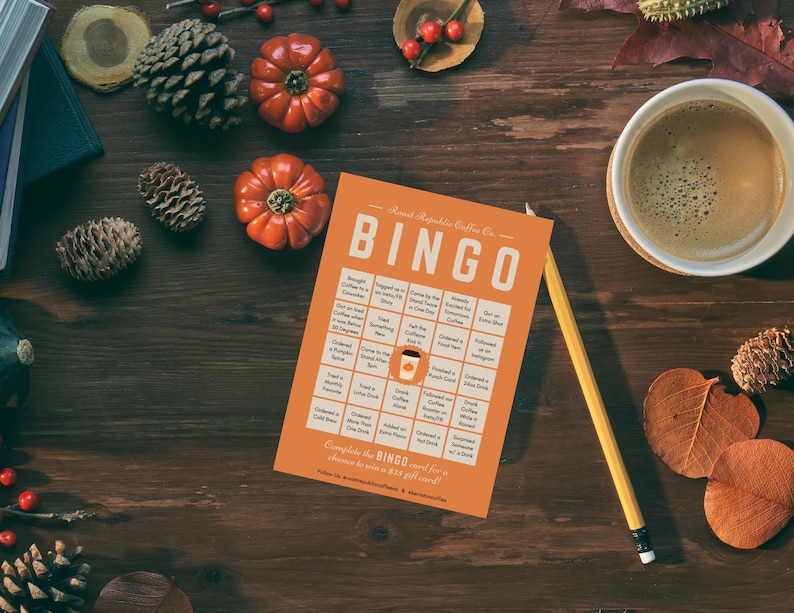 Autumn Coffee Bingo Card - Etsy
