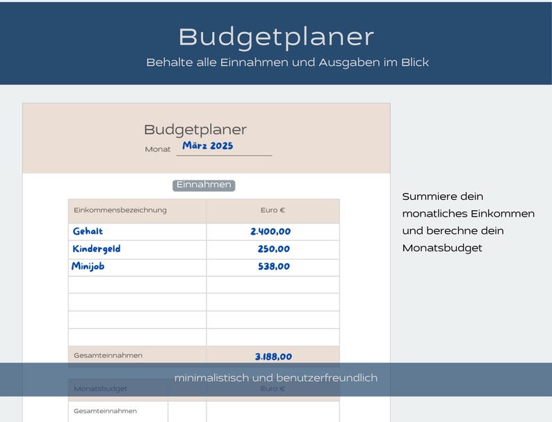 Budgetplaner, Budget Planer, Budgetplanung, Budgetplaner zum ausdrucken ...