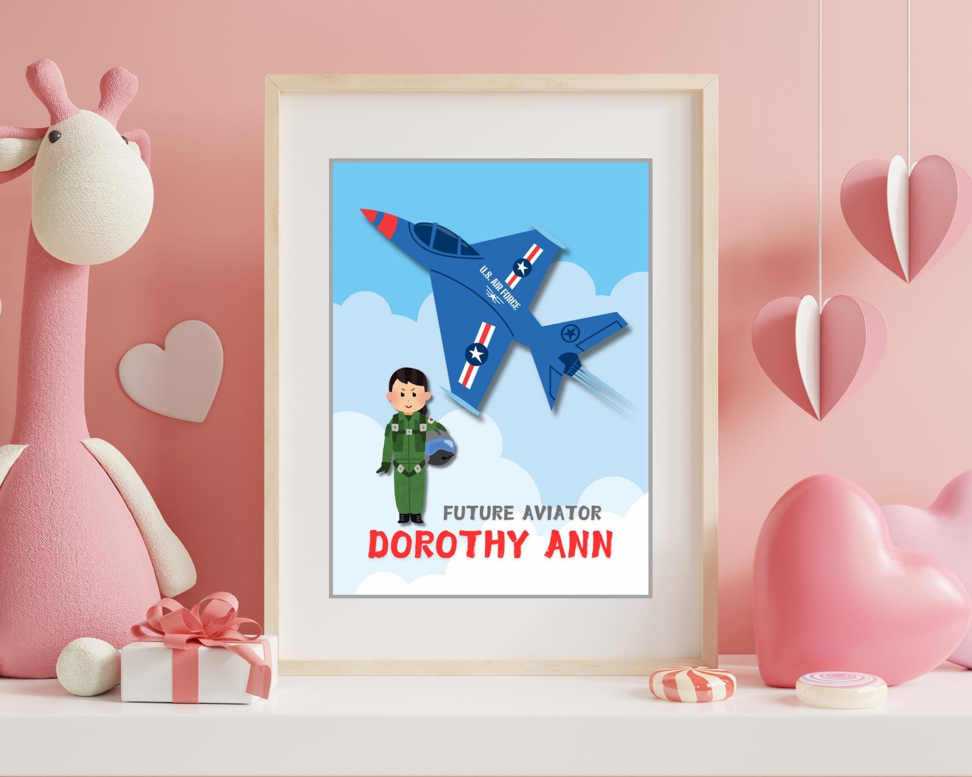 Printable Personalize Air Force Pilot Nursery Room Girls Name, Cute ...