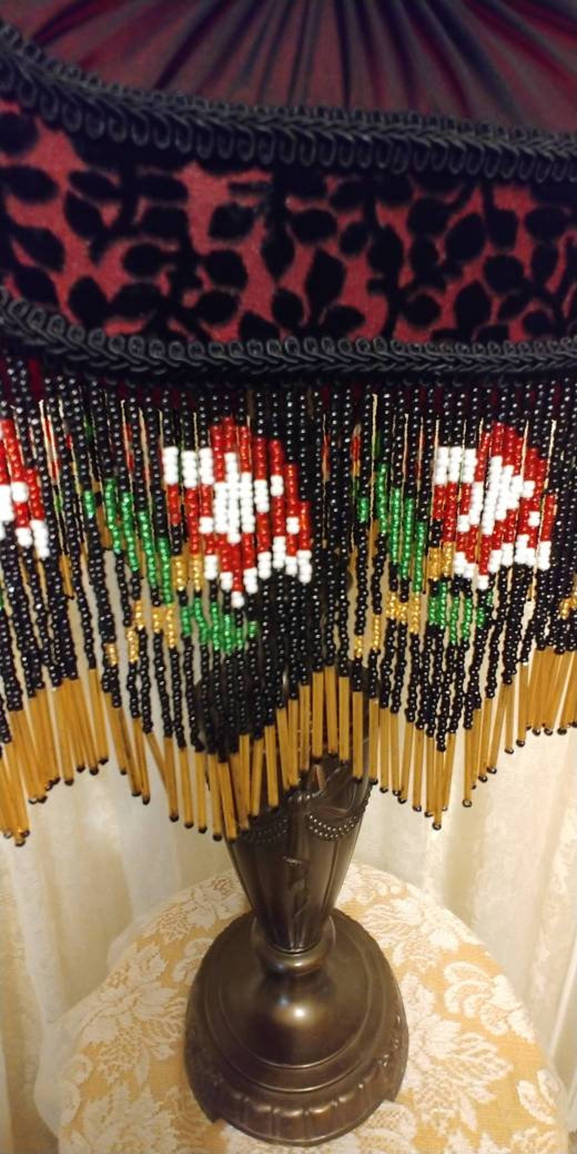 Red and Black Beautiful Victorian Style Table Lamp and Shade - Etsy