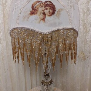 Angel Victortian Lampshade 25" Ht. on Crystal Lamp All Glass Bead ...