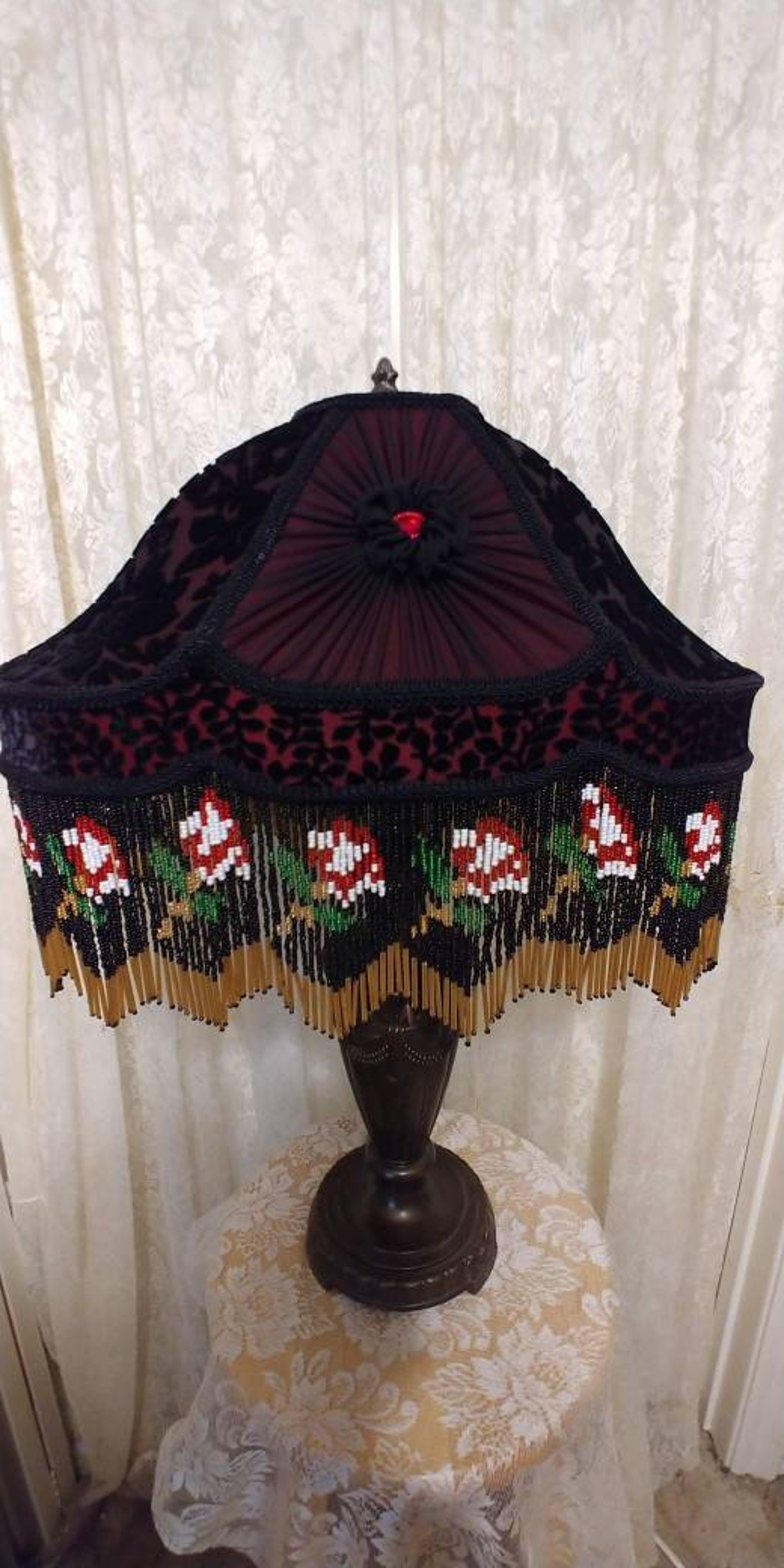Red and Black Beautiful Victorian Style Table Lamp and Shade - Etsy