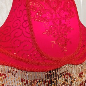 Royal House Chinese Red Beaded Lampshade With Vintage Metal Lamp 1930's ...