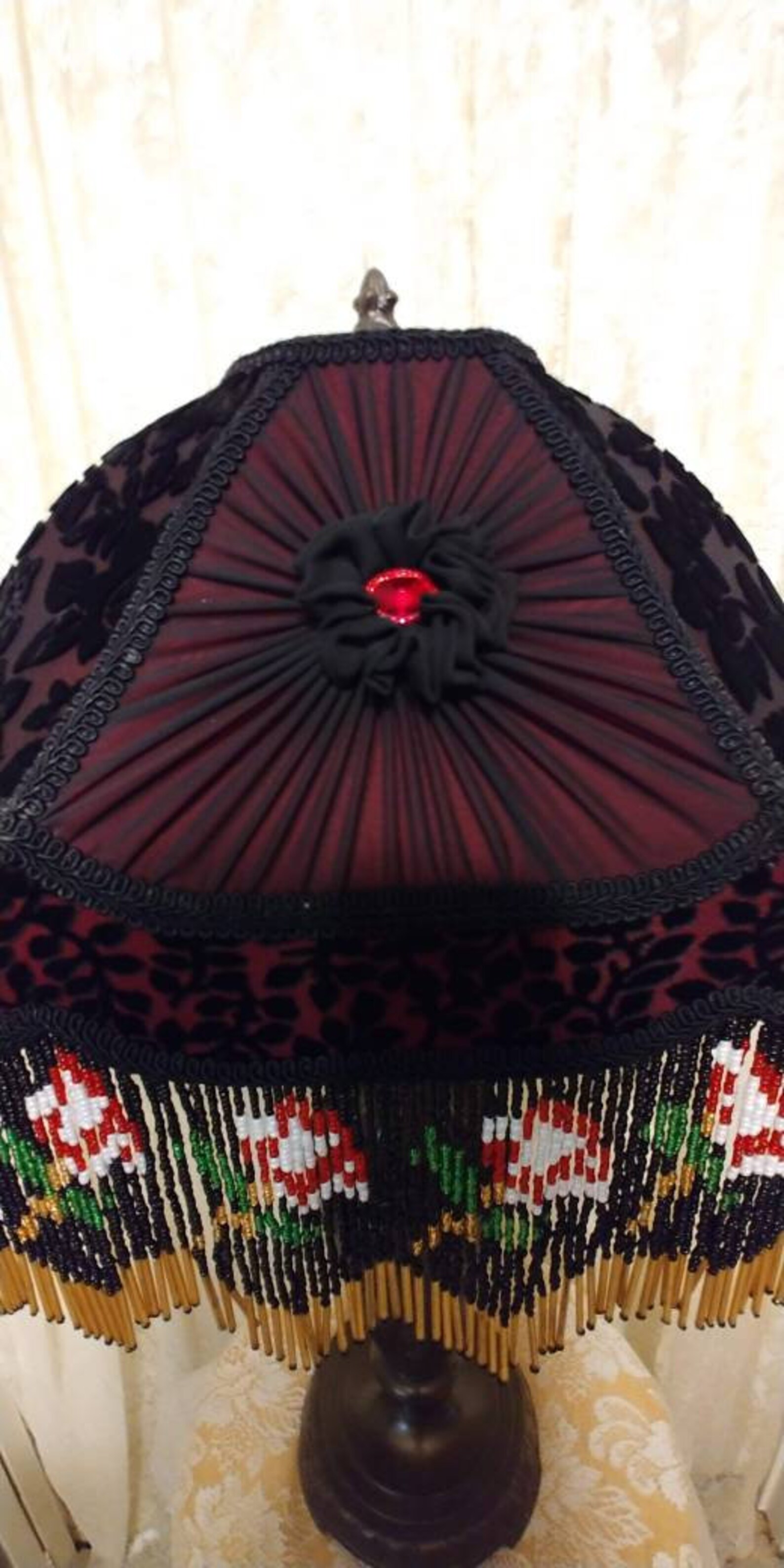 Red and Black Beautiful Victorian Style Table Lamp and Shade - Etsy