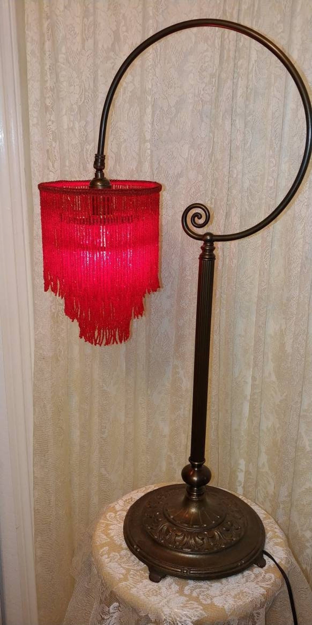 RED Glass All Bead Lampshade - Etsy