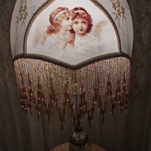 Angel Victortian Lampshade 25" Ht. on Crystal Lamp All Glass Bead ...