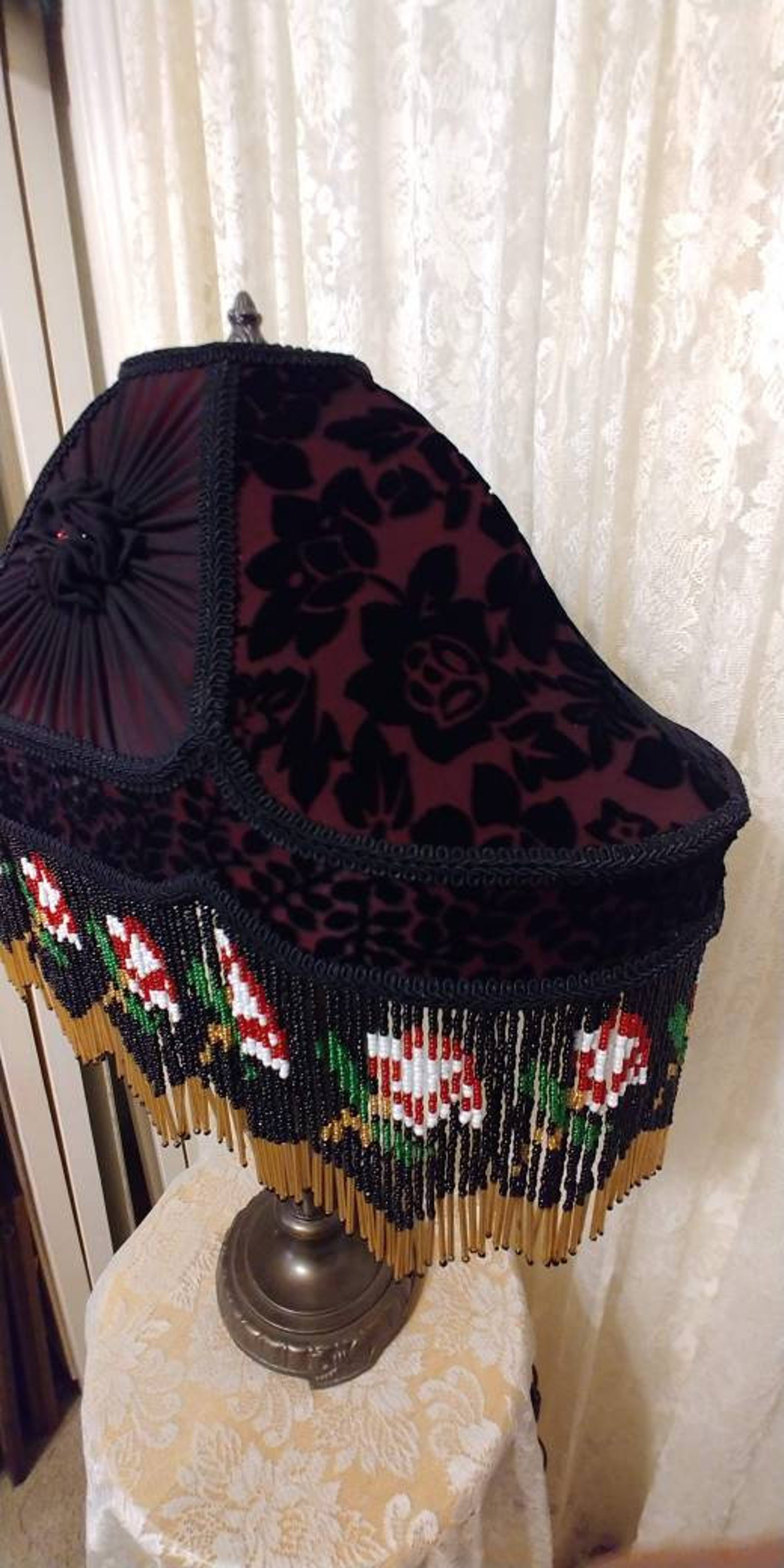 Red and Black Beautiful Victorian Style Table Lamp and Shade - Etsy