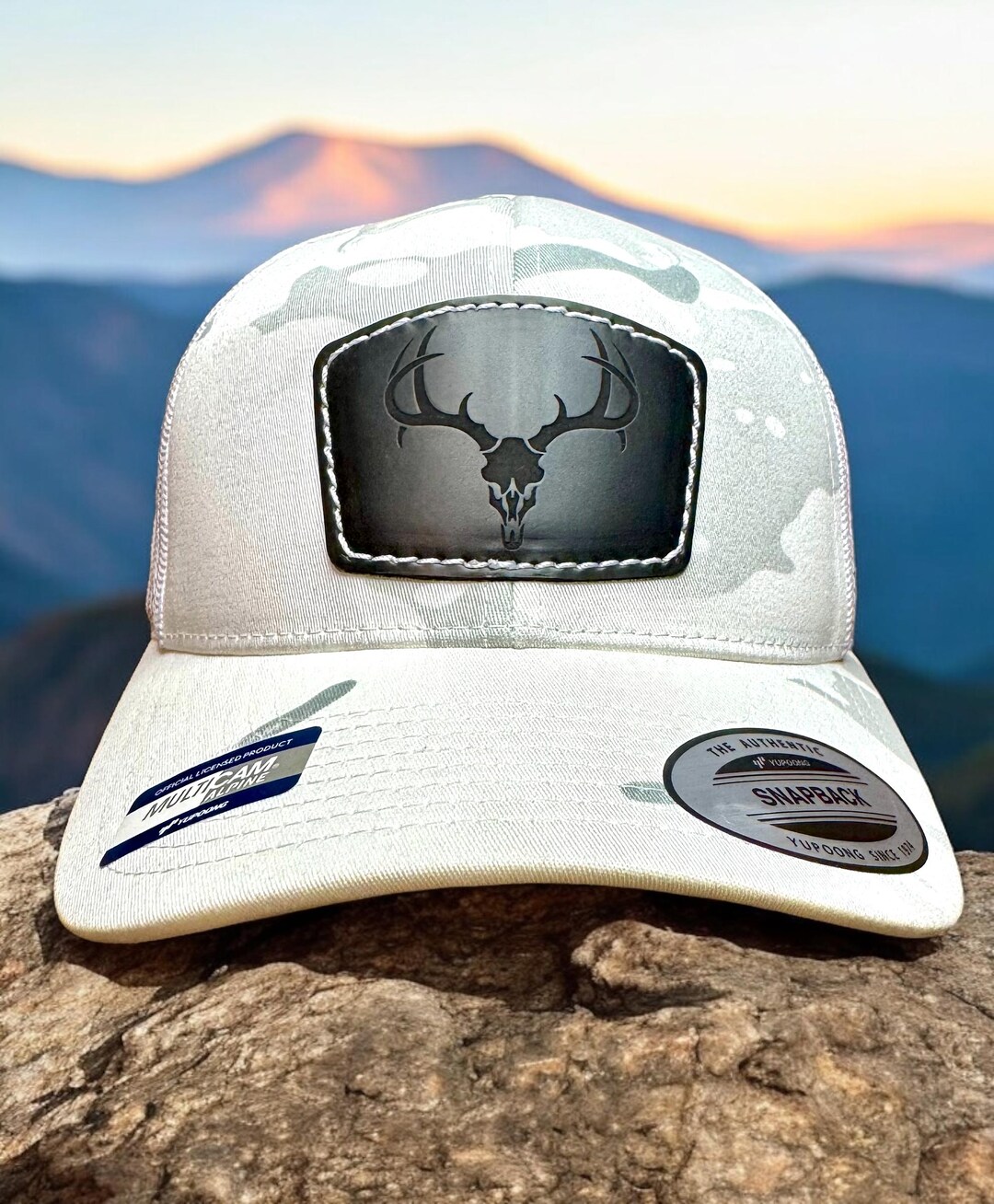 Deer Skull Trucker Hat: Laser Engraved Leatherette Patch - Etsy