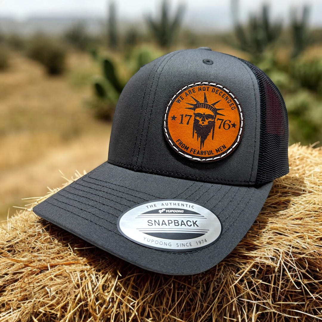 1776 Statue of Liberty Hat: Sewn Leather Patch Trucker Hat - Etsy