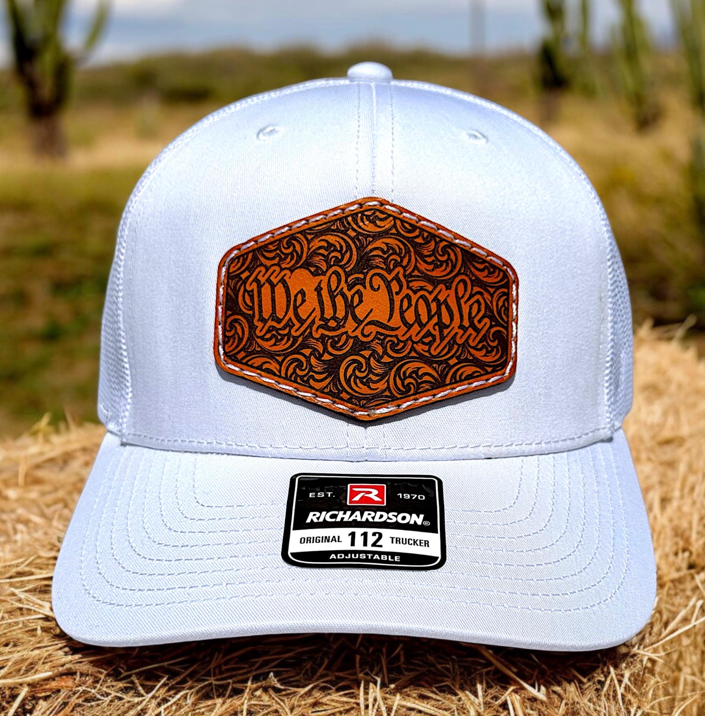 We the People Hat, Patriotic Hat, Trucker Hat, Custom Leather Patch Hat ...