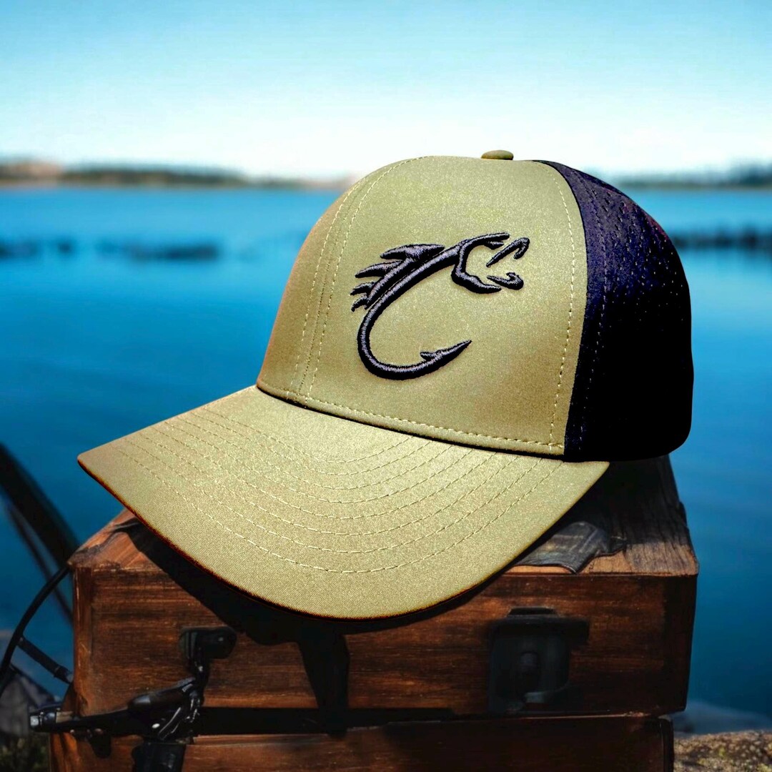 Embroidered Fish Hook Hat: 3D Puff, Water Resistant Fishing Cap - Etsy