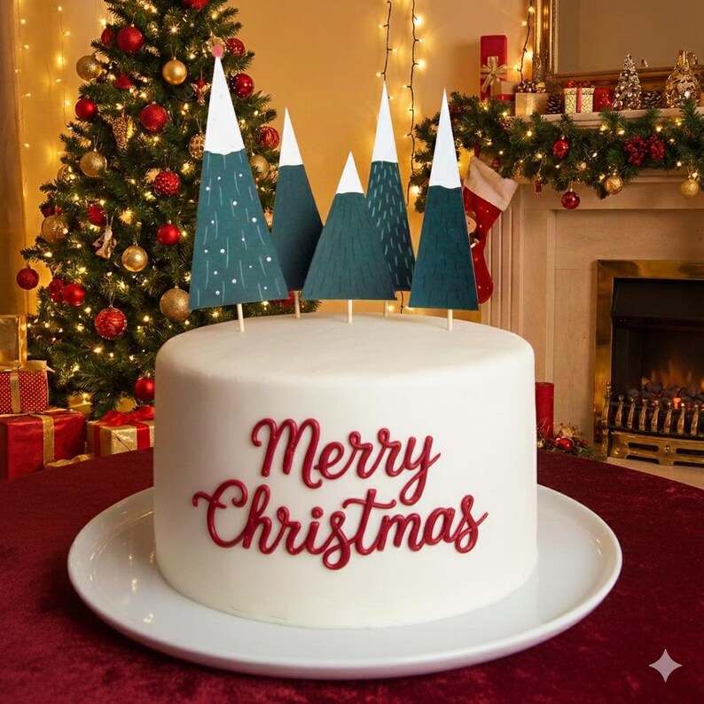 Printable Christmas Tree Cake Toppers | DIY Holiday Cake Decor | Modern ...