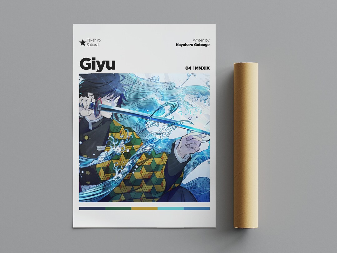 Giyu Tomioka Poster, Minimalist Poster, Anime Poster, Wall Art, Wall ...