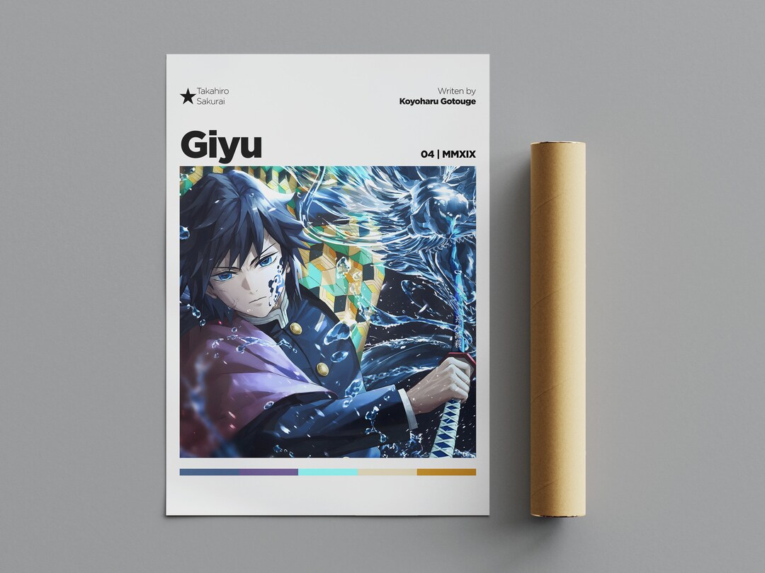 Giyu Tomioka Poster, Minimalist Poster, Anime Poster, Wall Art, Wall ...