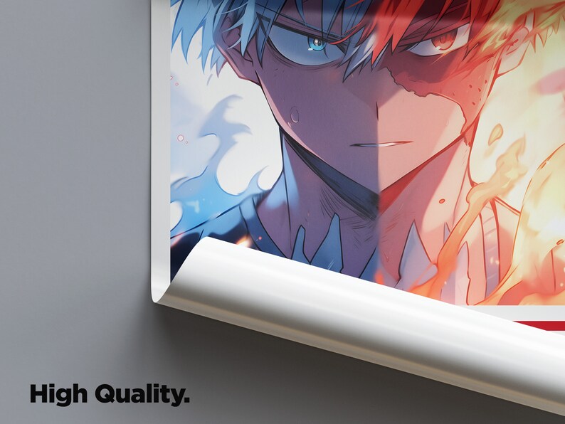 Shoto Todoroki Poster, Minimalist Poster, Anime Poster, Wall Art, Wall ...