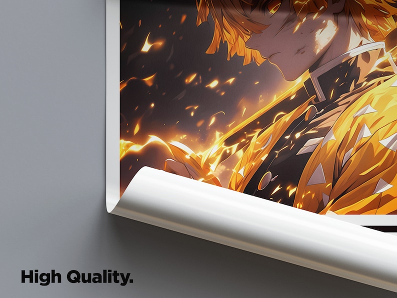 Zenitsu Agatsuma Poster, Minimalist Poster, Anime Poster, Wall Art ...