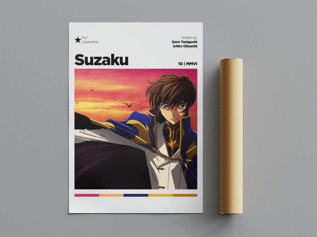 Suzaku Kururugi Poster, Minimalist Poster, Anime Poster, Wall Art, Wall ...