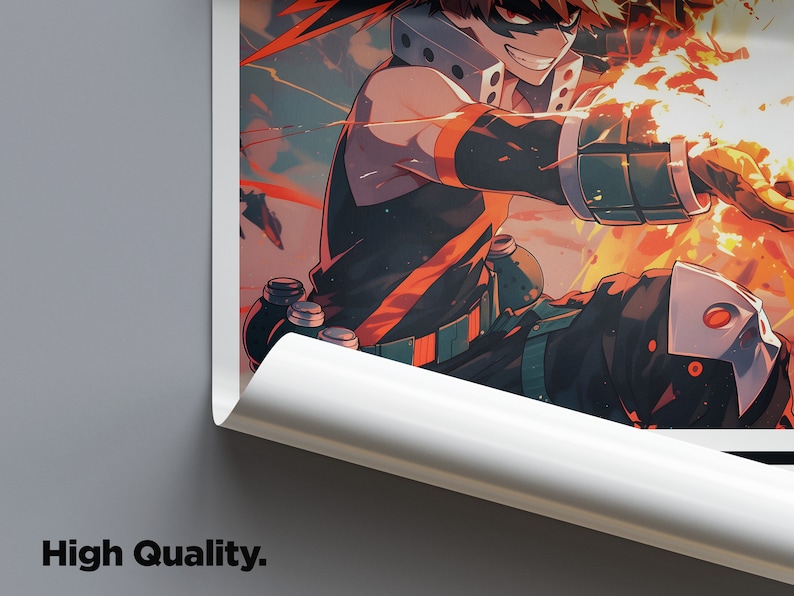 Katsuki Bakugo Poster, Minimalist Poster, Anime Poster, Wall Art, Wall ...