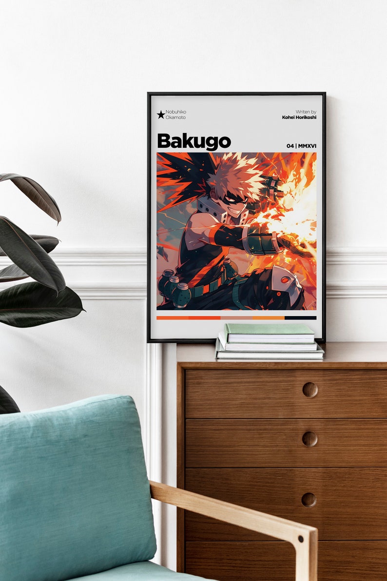 Katsuki Bakugo Poster, Minimalist Poster, Anime Poster, Wall Art, Wall ...