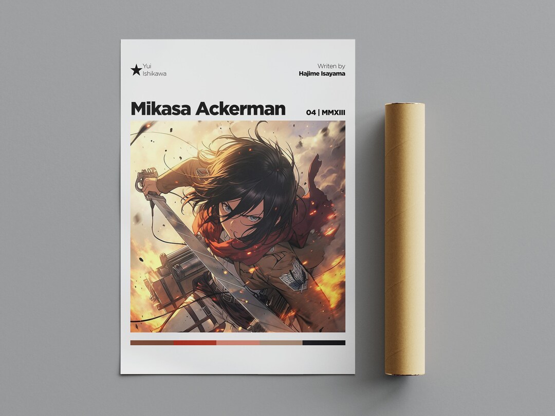 Mikasa Ackerman Poster, Minimalist Poster, Anime Poster, Wall Art, Wall ...