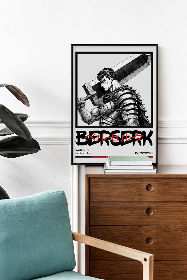 Berserk Poster, Minimalist Poster, Anime Poster, Wall Art, Wall Decor ...