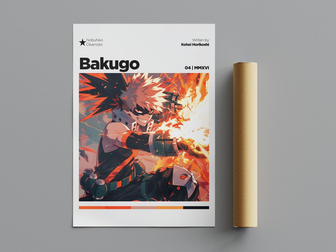 Katsuki Bakugo Poster, Minimalist Poster, Anime Poster, Wall Art, Wall ...