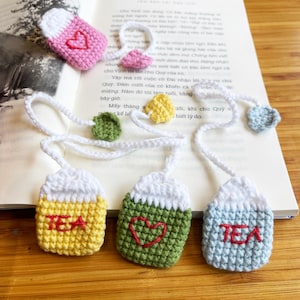 Cute Crochet Tea Bag Bookmark, Lovely Gift for Teacher, Gift for Book ...