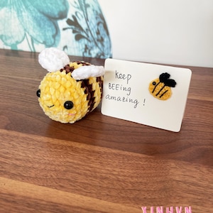 Cute Crochet Bee Plusie, Pocket Bee, Bumble Bee, Emotional Support Bee ...