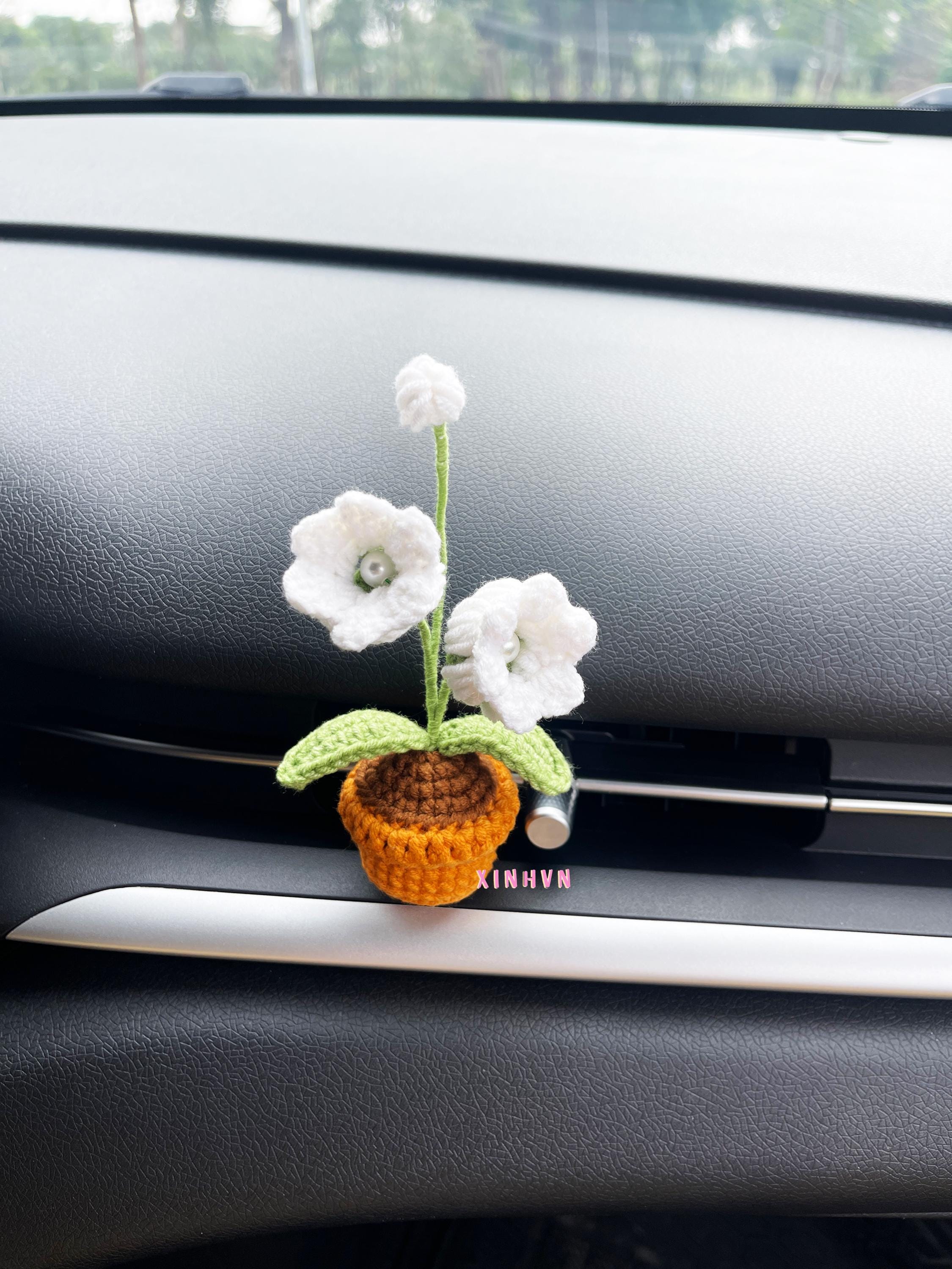Crochet Flower Plant Car Vent Clip, Lily of the Valley/daffodils ...