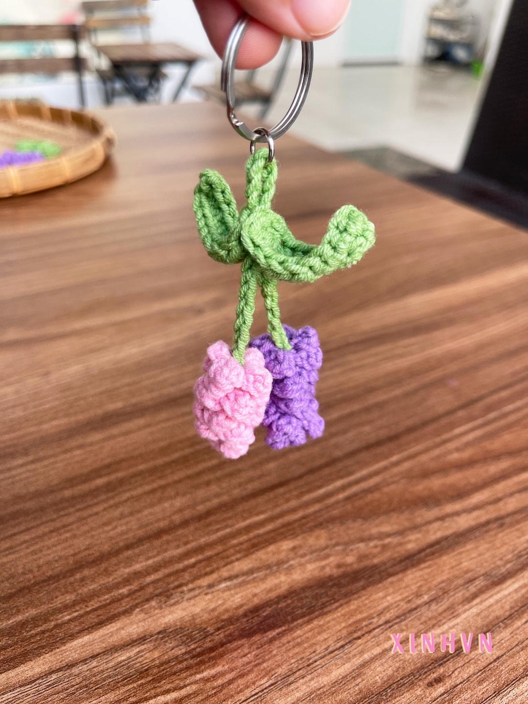 Crochet Lavender Keychain, Lavender Bag Charm, Crochet Flower Keychain ...