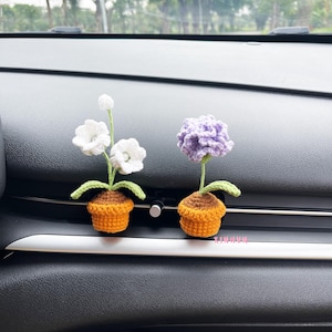 Crochet Flower Plant Car Vent Clip, Lily of the Valley/daffodils ...