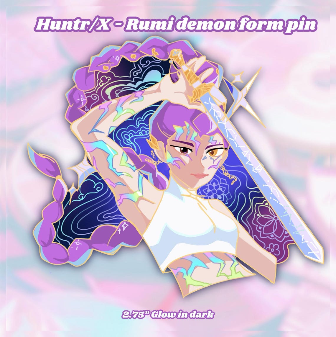 Jinu Demon Form Huntrix Glow in the Darkgradient Pearl Pin || 2.75 ...