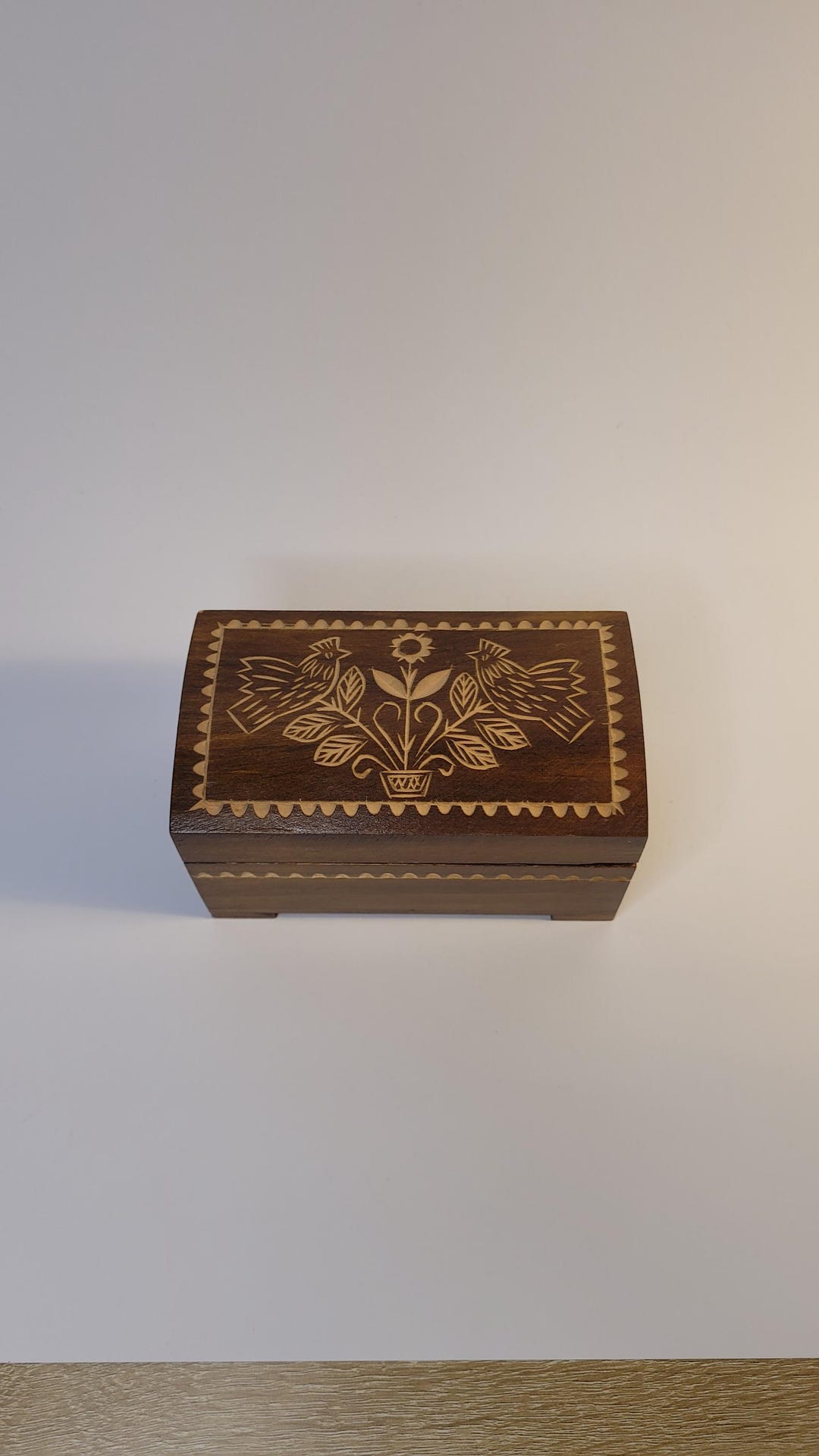 Hand Carved Box Made of Pine Wood. Storage Box With Bird, Folk Motif ...