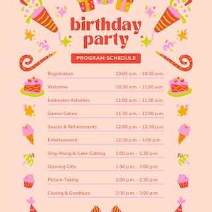 Pink Birthday Program - Etsy