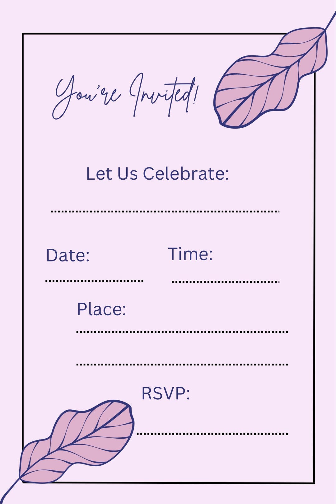 Pink Simple Party Invitation Template - Etsy