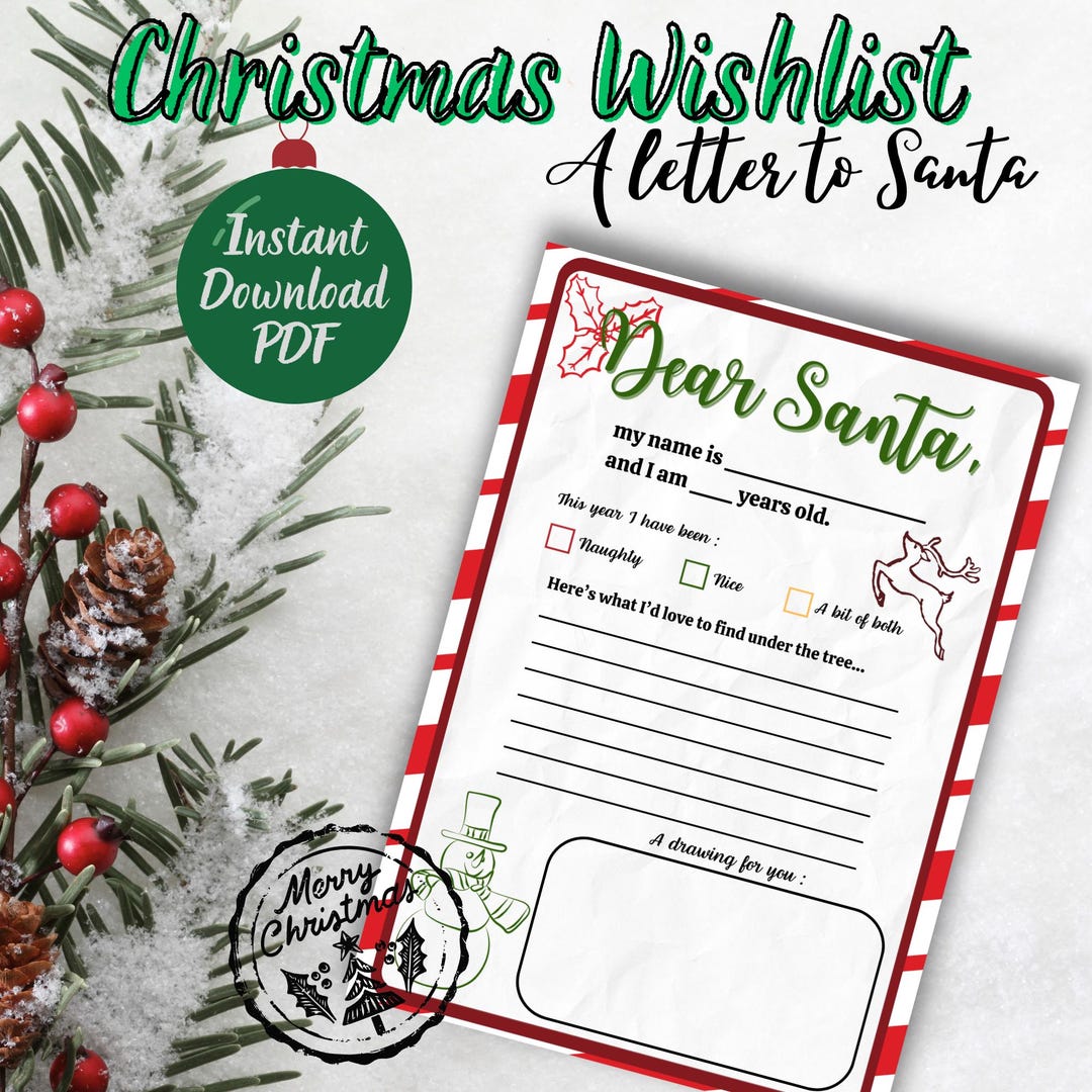 Christmas Wishlist Letter to Santa Christmas Activity for Kids Gift ...