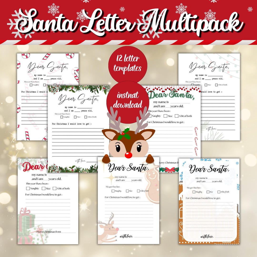 Printable Santa Letters Multipack Christmas Activities for Kids Holiday ...