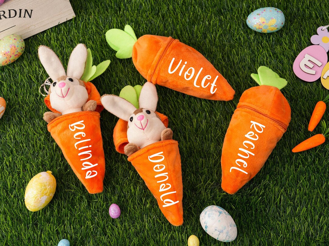 Easter Carrot Bunny With Name,custom Easter Bunny Rabbit Toy,plush ...