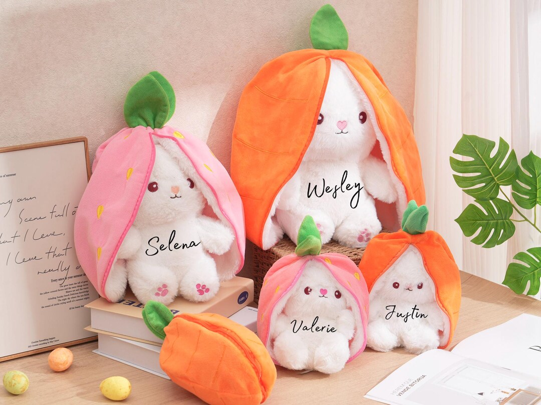 Easter Reversible Carrot Bunny, Custom Carrot Rabbit Stuffed, Fluffy ...