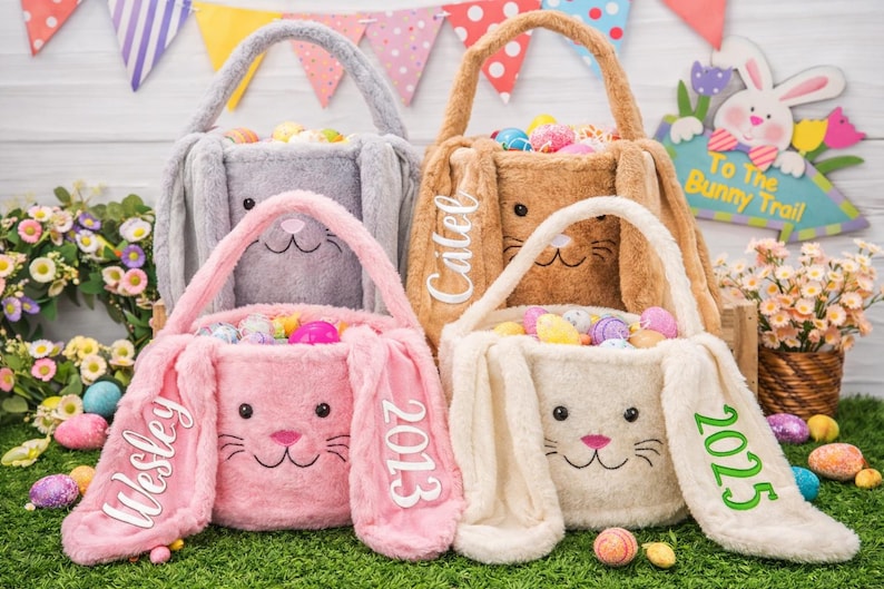 Personalized Plush Easter Basket,embroidered Easter Gift for Kids - Etsy