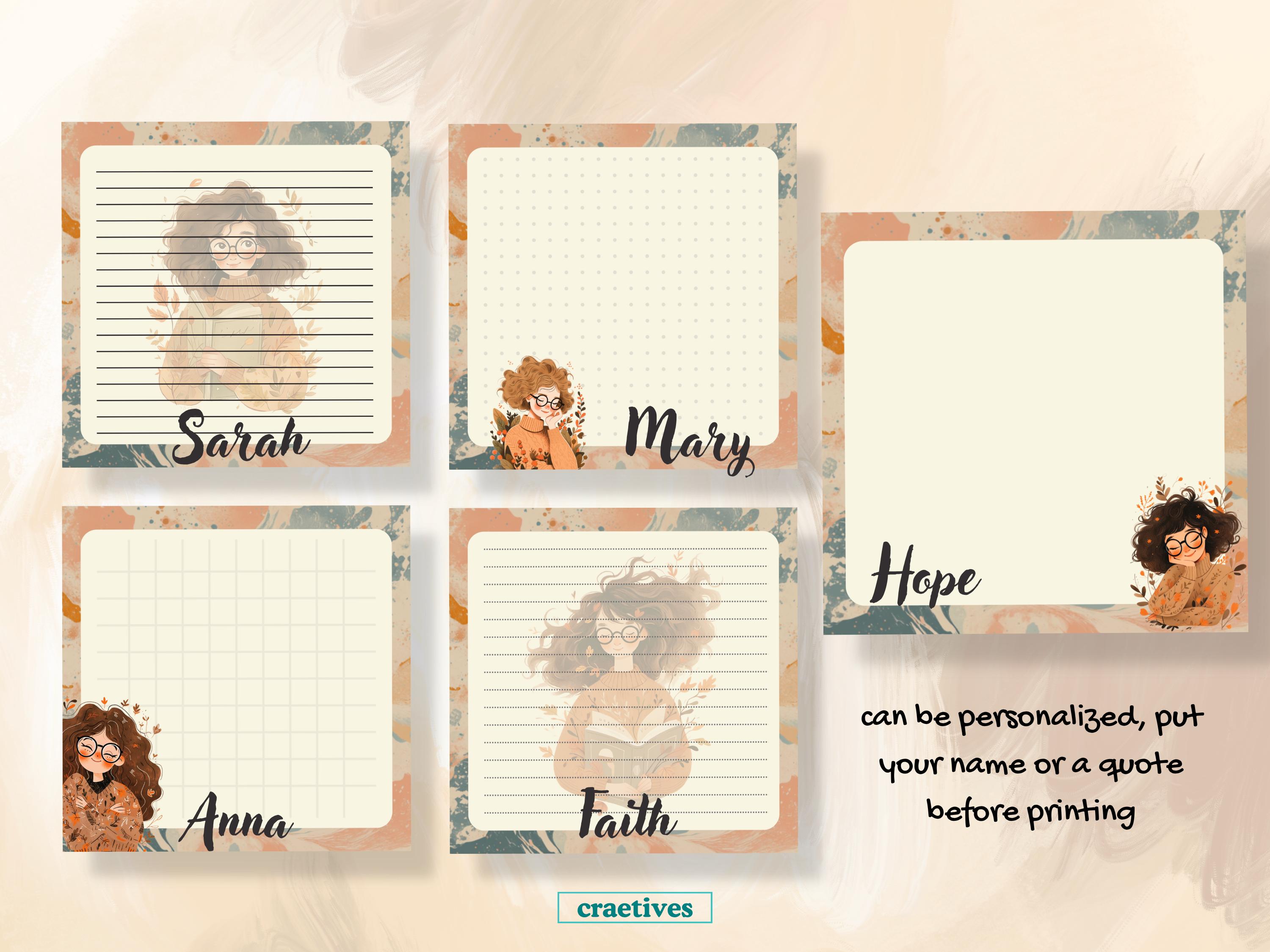 Cozy Girl Printable Notepad Bundle | Fall Aesthetic Memo Pads (digital ...